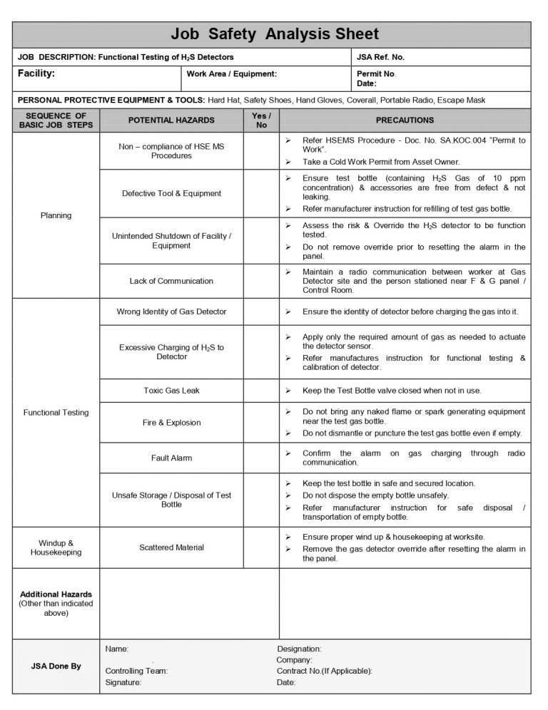 Download Job Safety Analysis ( JSA ) | HSE Docs