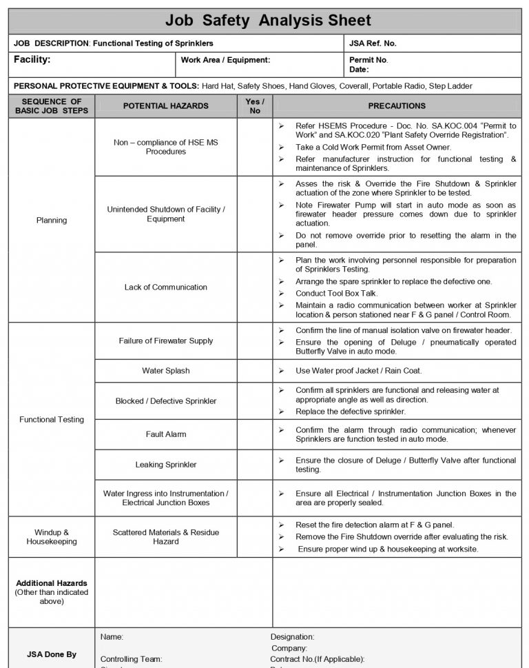 Download Job Safety Analysis ( JSA ) | HSE Docs