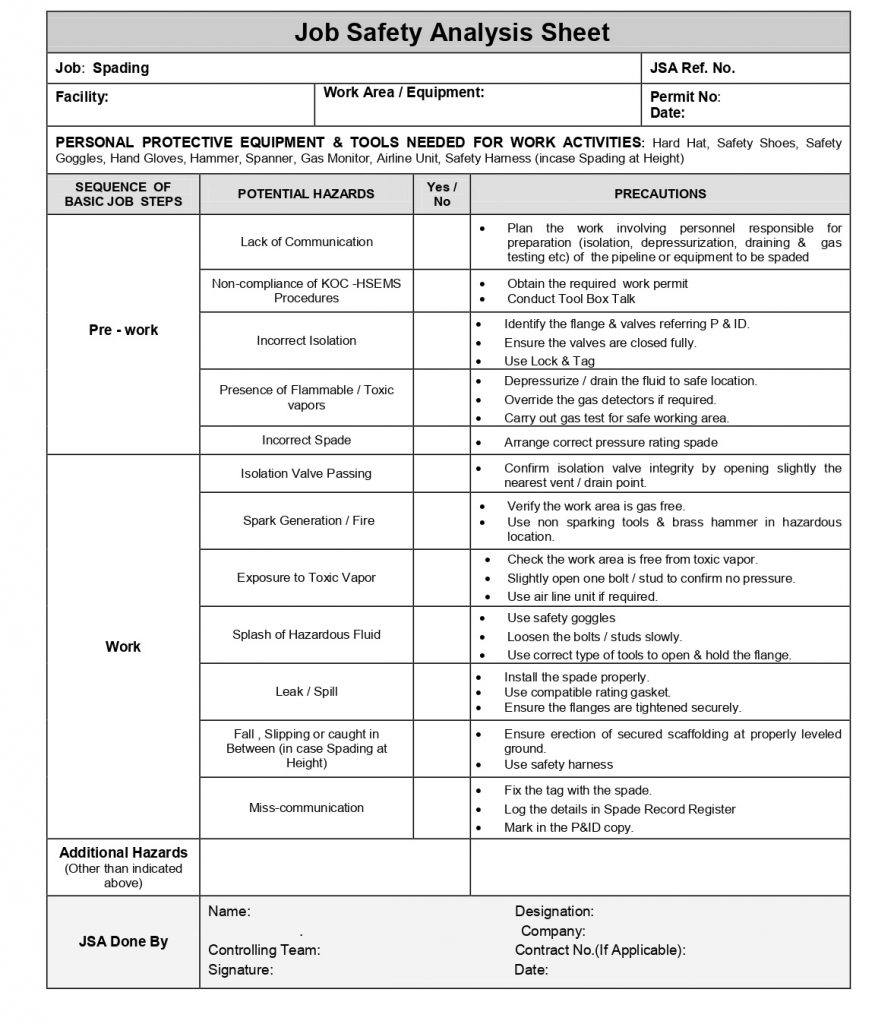 Download Job Safety Analysis ( JSA ) | HSE Docs