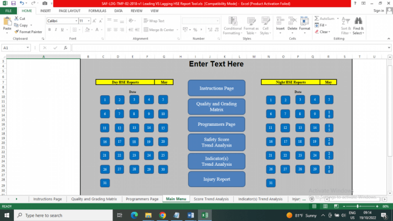 HSE Dashboard Template | Download Now