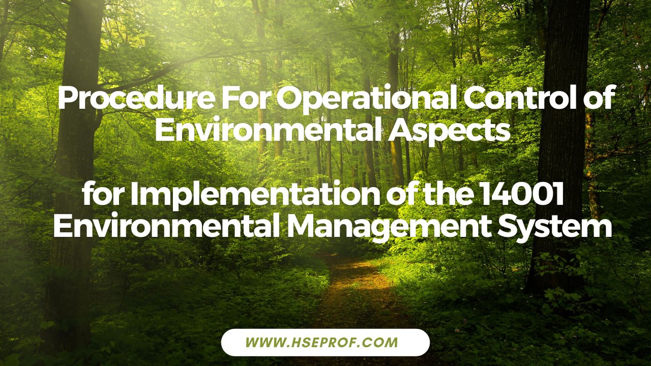 ISO 14001 Procedure For Operational Control of EMS Aspects